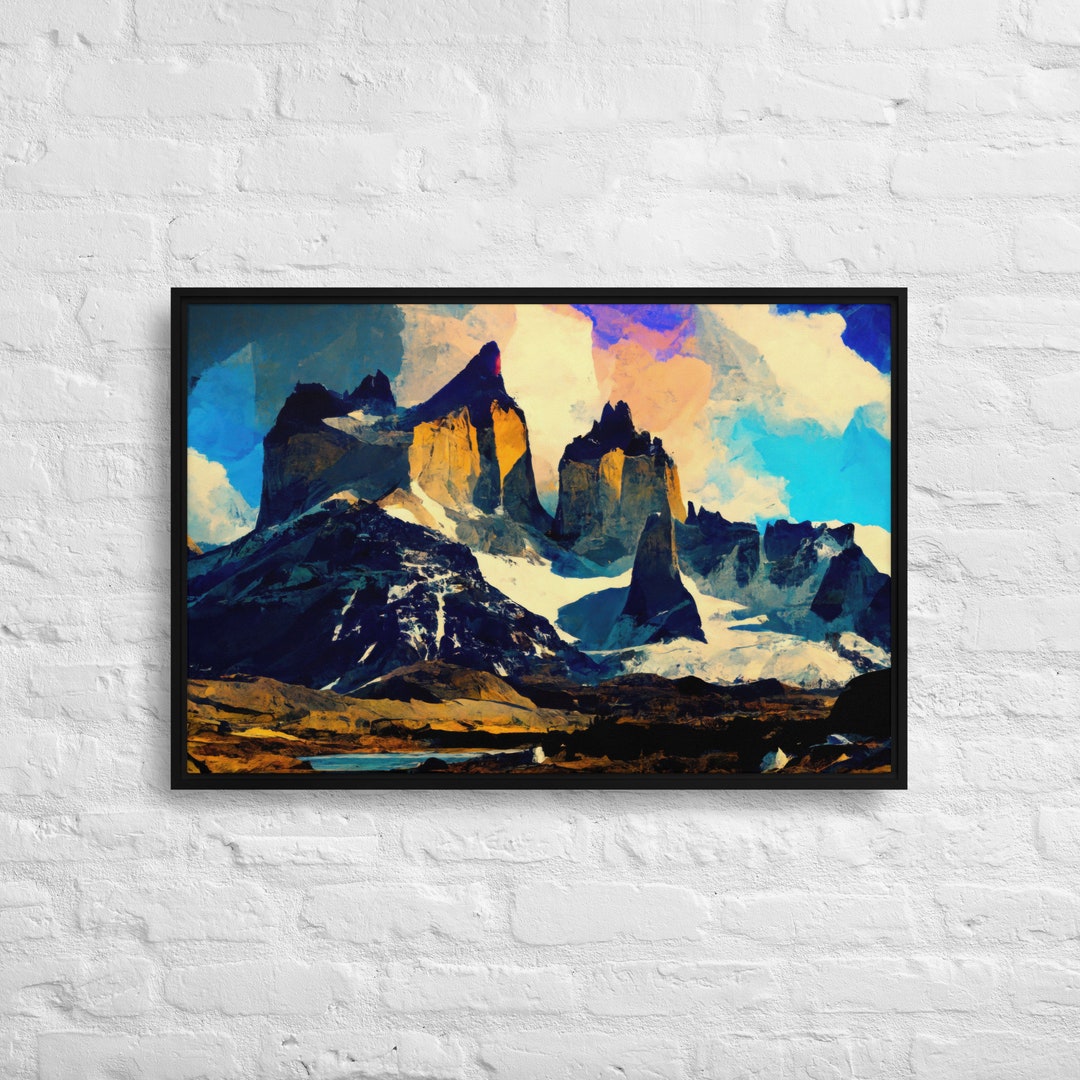 Torres Del Paine Landscape Framed Canvas Print | National Park Digital ...
