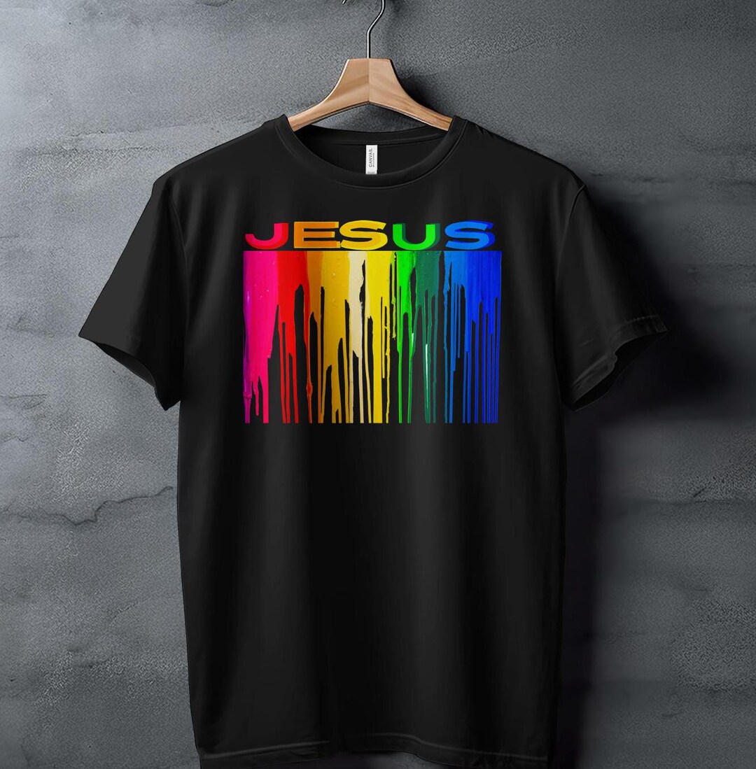 Jesus Rainbow Drip Design T-shirt, Vibrant Colorful Christian Apparel ...