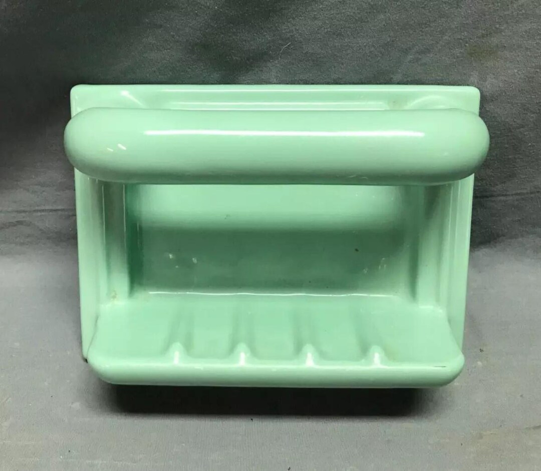 Vintage Jadeite Porcelain Toilet Paper Tissue Holder Tile in Mount ...