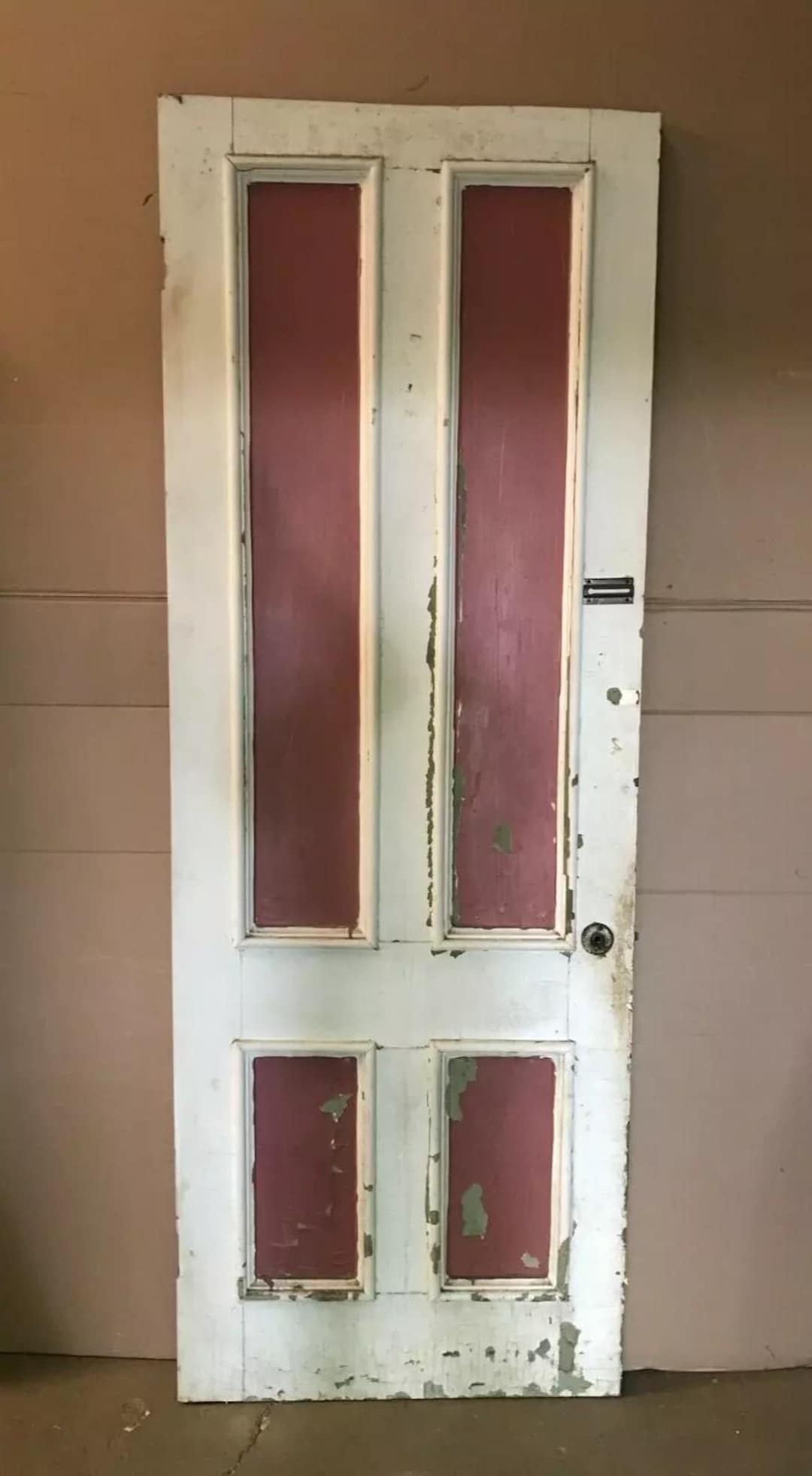 Antique Single VTG 32x89 1920's Exterior 4 Panel Shabby Wood Door Old ...