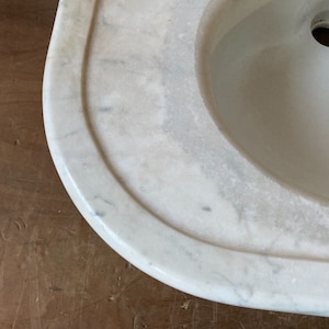 30" Antique Half Round Marble Bath Sink Oval Vitreous China Basin Vtg ...