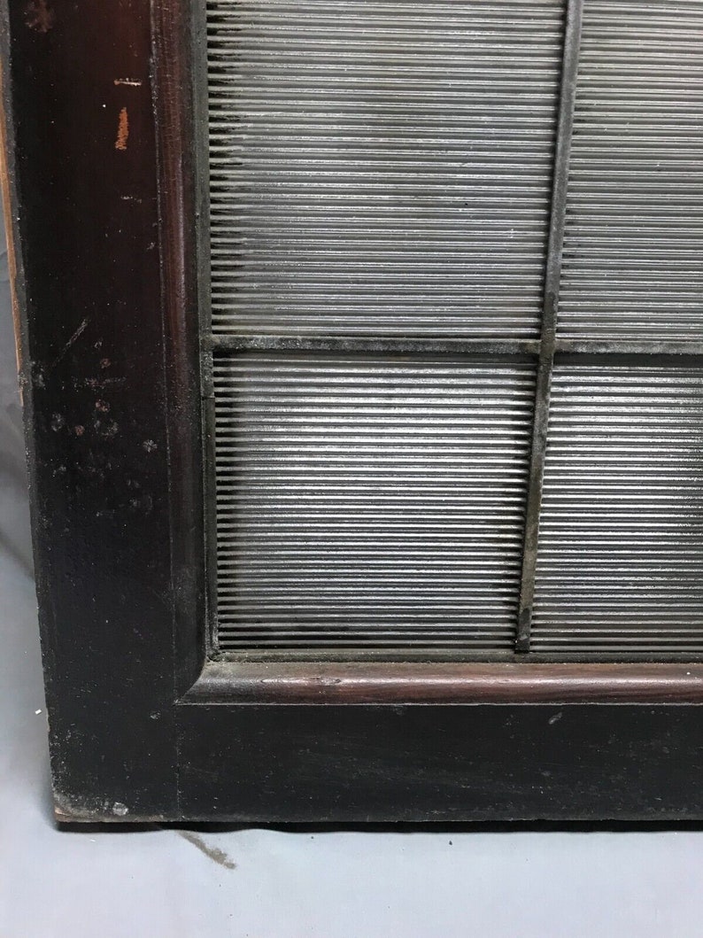 Antique Vtg Leaded Textured Glass Door Top 12x60 Transom Window Old 497 ...