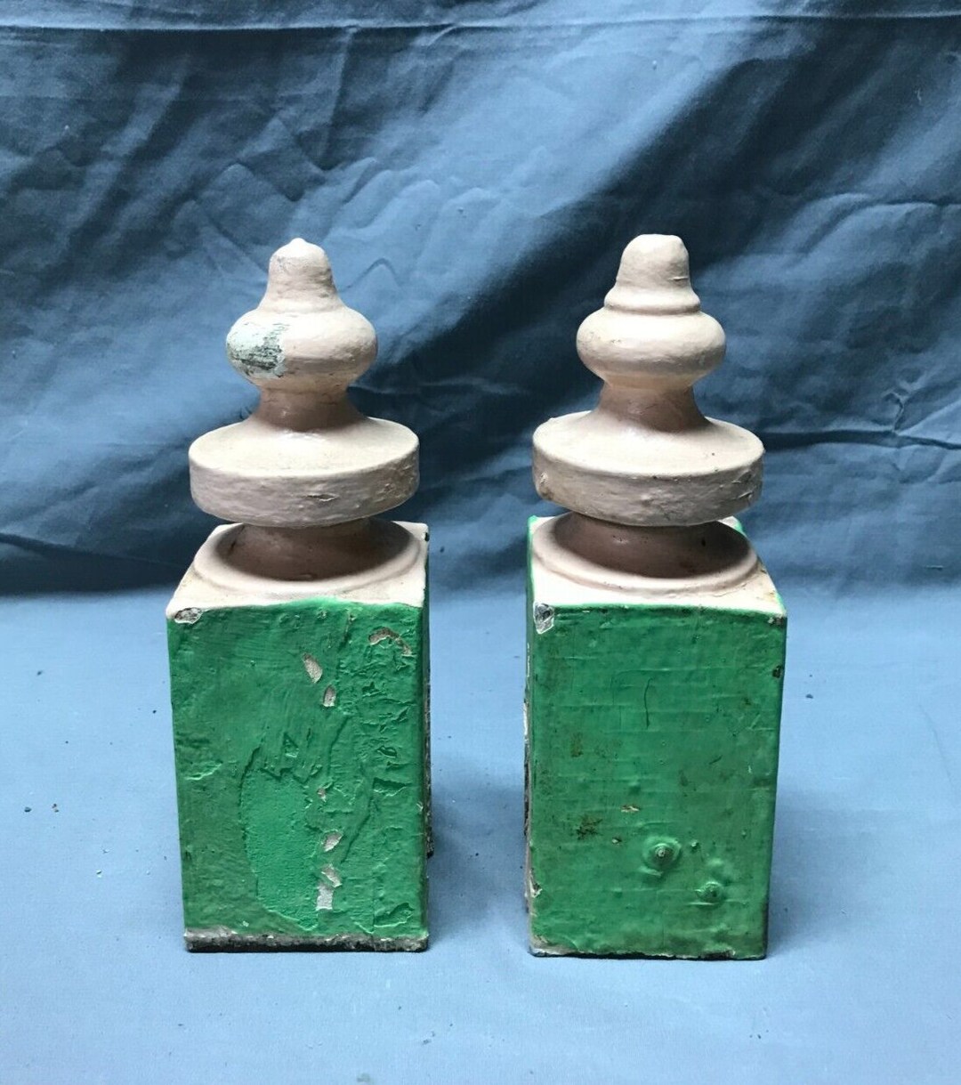 Antique Pair Shabby Turned Wood Porch Drop Finials Decorative Old VTG ...