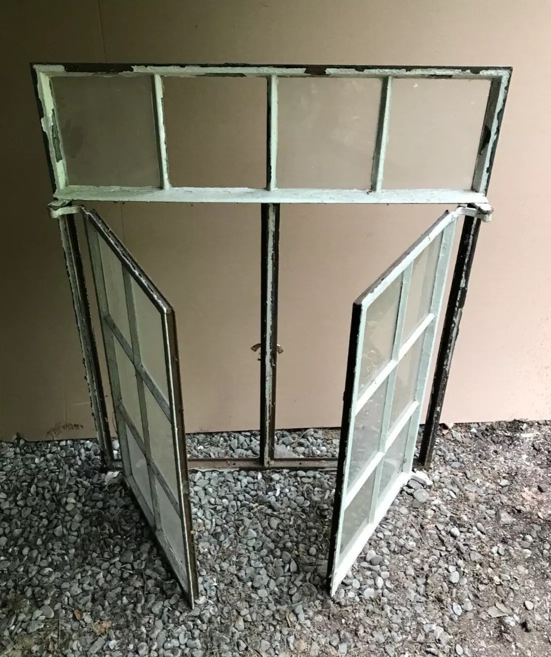 Antique Double 6 Lite Casement Steel Window 4 Lite Transom Top 39x48 ...