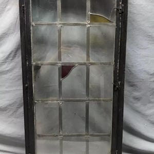 VTG Steel 18 Lite Leaded Stained-glass 18x39 Tutor Casement Window Old ...