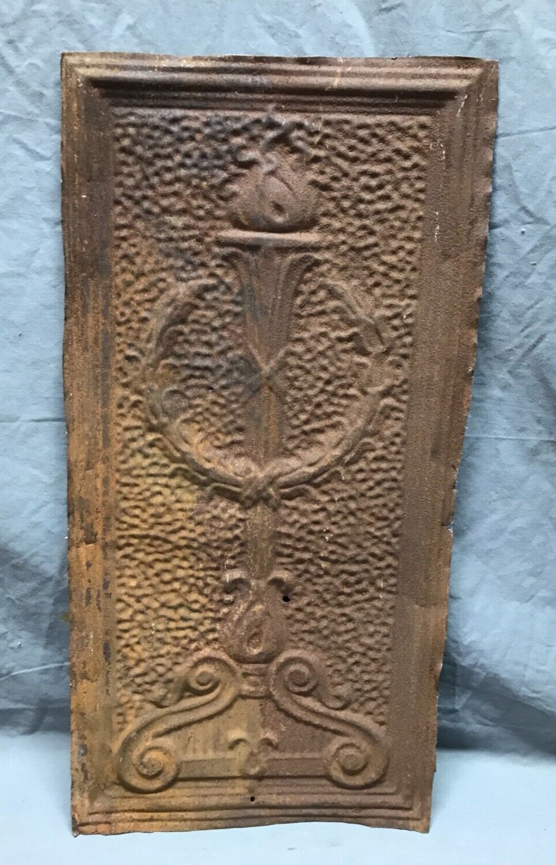 One Antique Single VTG Decorative Torch 12x24 Tin Ceiling Rust Panel ...