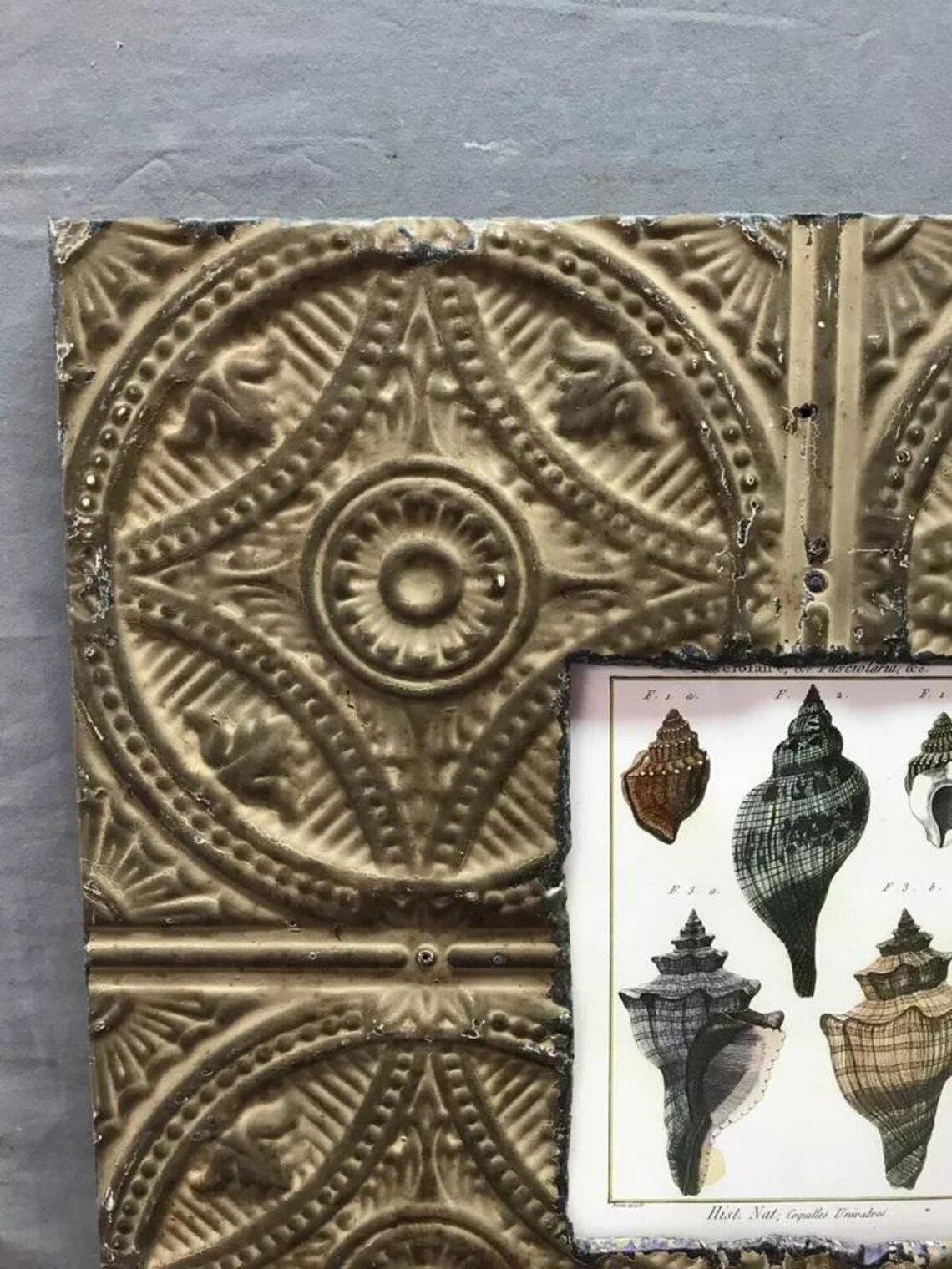 Antique TIN CEILING Metal 8X10 Picture Frame Decorative 23" Sq Recycled ...