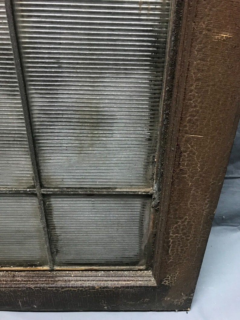 Antique Vtg Leaded Textured Glass Door Top 12x60 Transom Window Old 497 ...