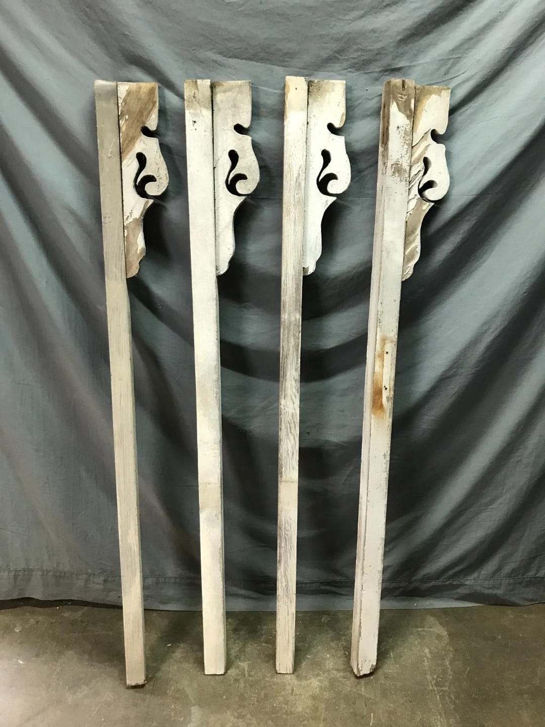 Antique Vintage Set 4 Shabby Wood Post Gingerbread Corbel Brackets Chic ...