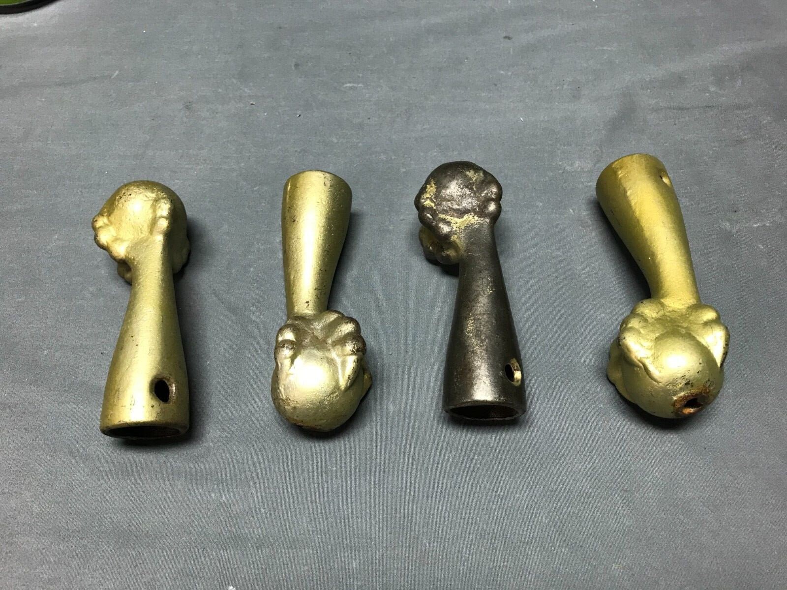 Antique Vintage Set of 4 Cast Iron 5" Tall Claw & Ball Feet Gold Old ...