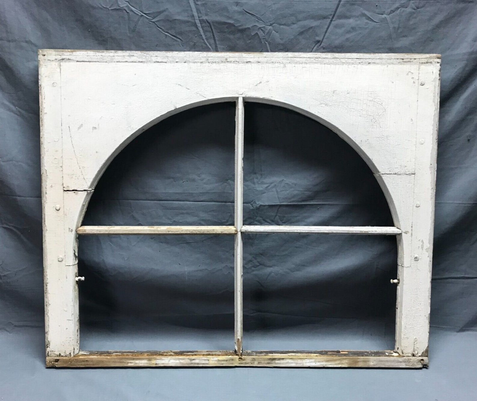 Antique Arched Glass 4 Lite 25x31 Window Sash Old VTG Shabby White 76 ...