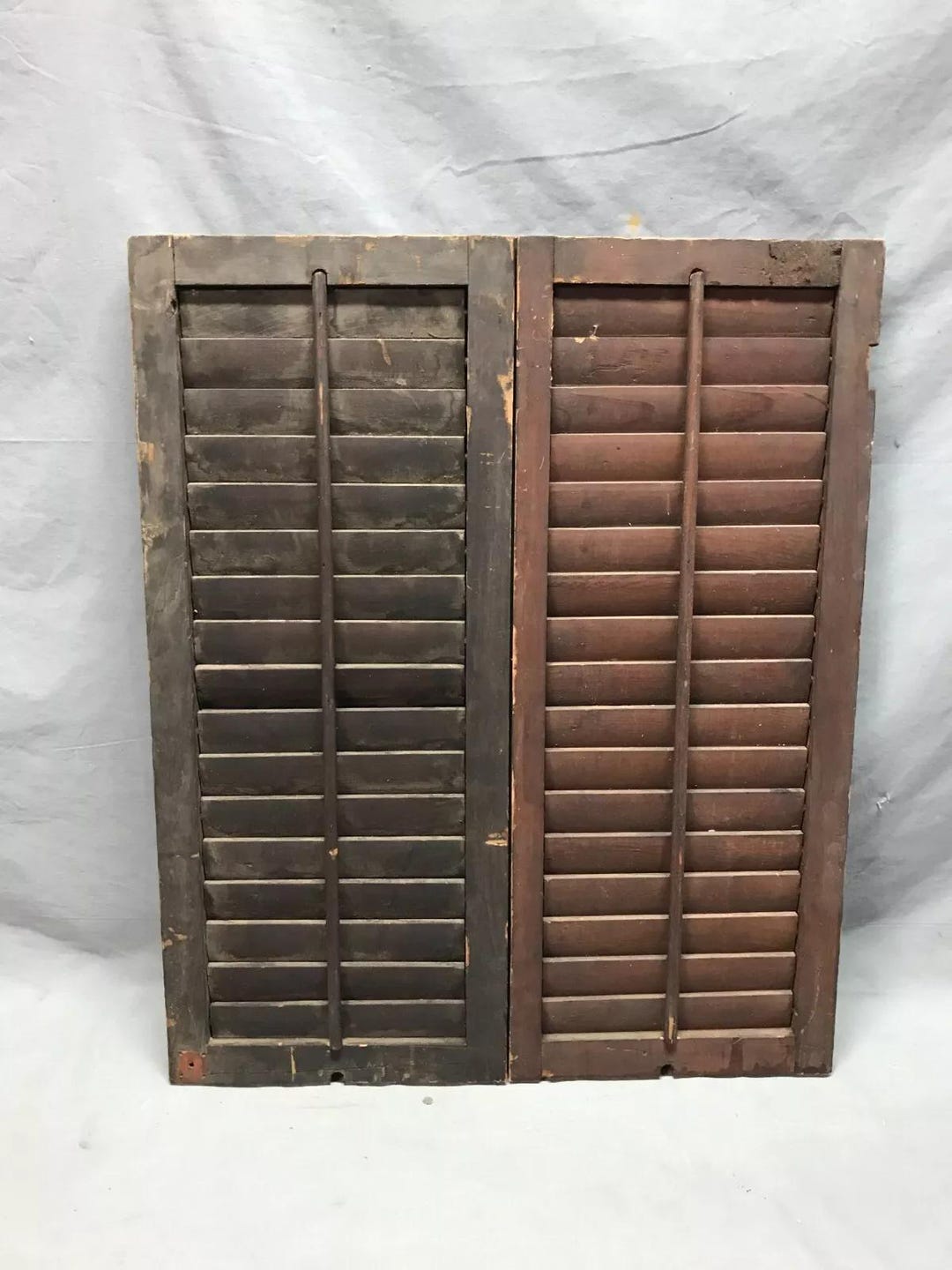Antique Wood 20x24 Louvered Interior Half Bi- Fold Window Shutter\ Old ...