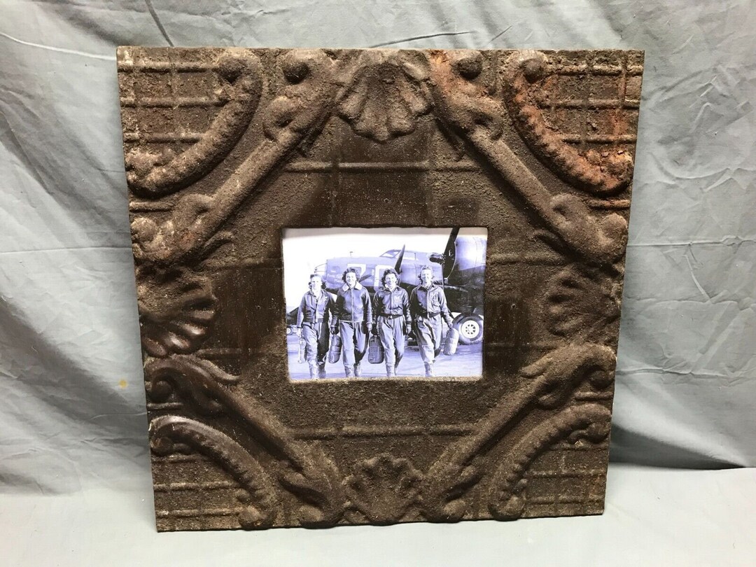 23 SQ Antique TIN CEILING Metal 8X10 Picture Frame Rust Recycled Old ...