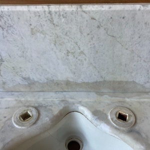 30" Antique Half Round Marble Bath Sink Oval Vitreous China Basin Vtg ...