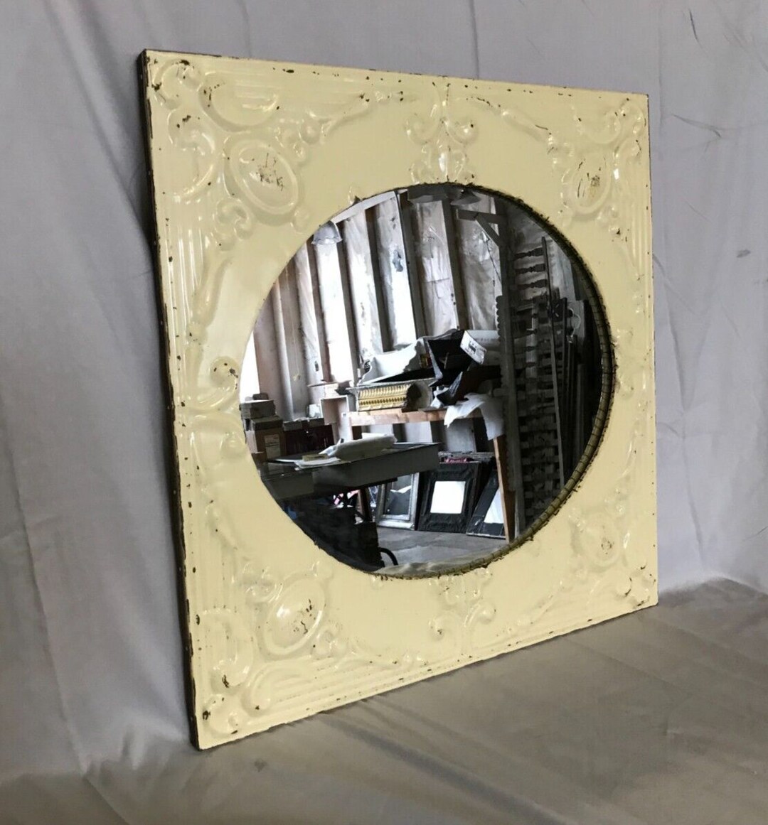 Decorative Salvaged Tin Ceiling 23" SQ. Butterscotch Metal Mirror Chic ...