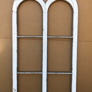 VTG 7 Lite 4' X 8' Foot Arched Dome Top Shabby White Window Sash Old ...
