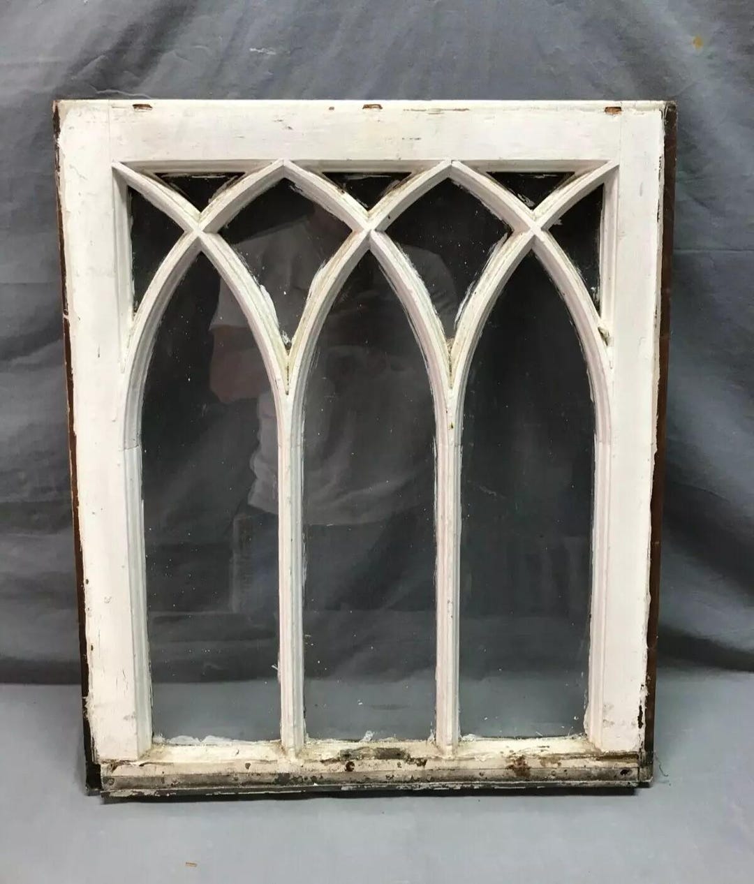Antique Gothic 10 Lite Glass Window Sash Shabby 20x23 VTG Chic Old 1372 ...