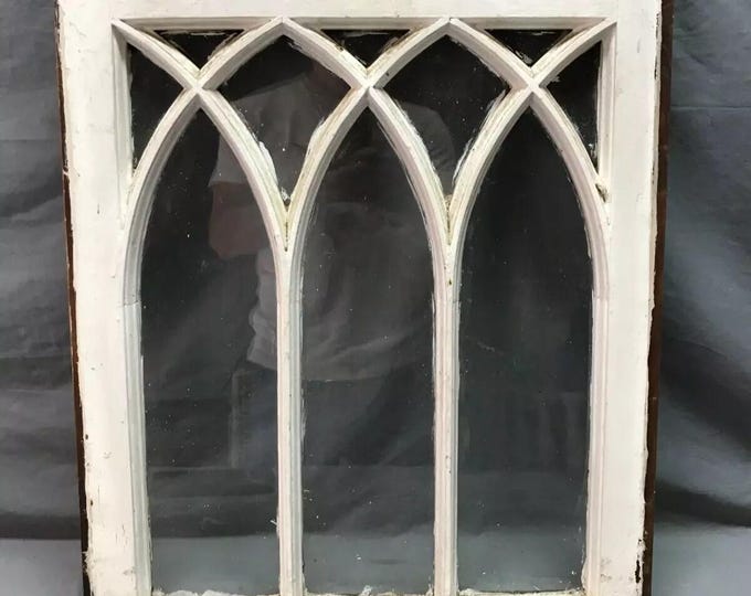 Antique Gothic 10 Lite Glass Window Sash Shabby 20x23 VTG Chic Old 1372 ...