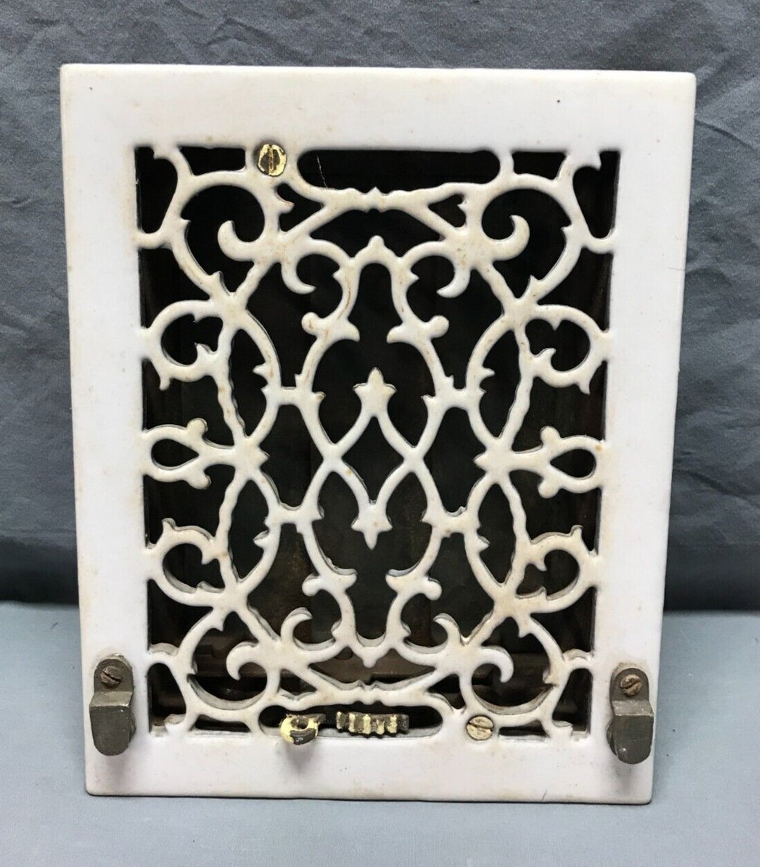Antique Cast Iron White Porcelain Heat Grate Ceiling Register 7x8 Old ...