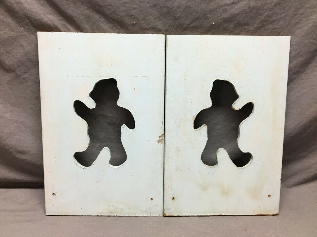 Small Vintage Pair Marching Bear Cutout Masonite 12x18 Shutters Blue ...
