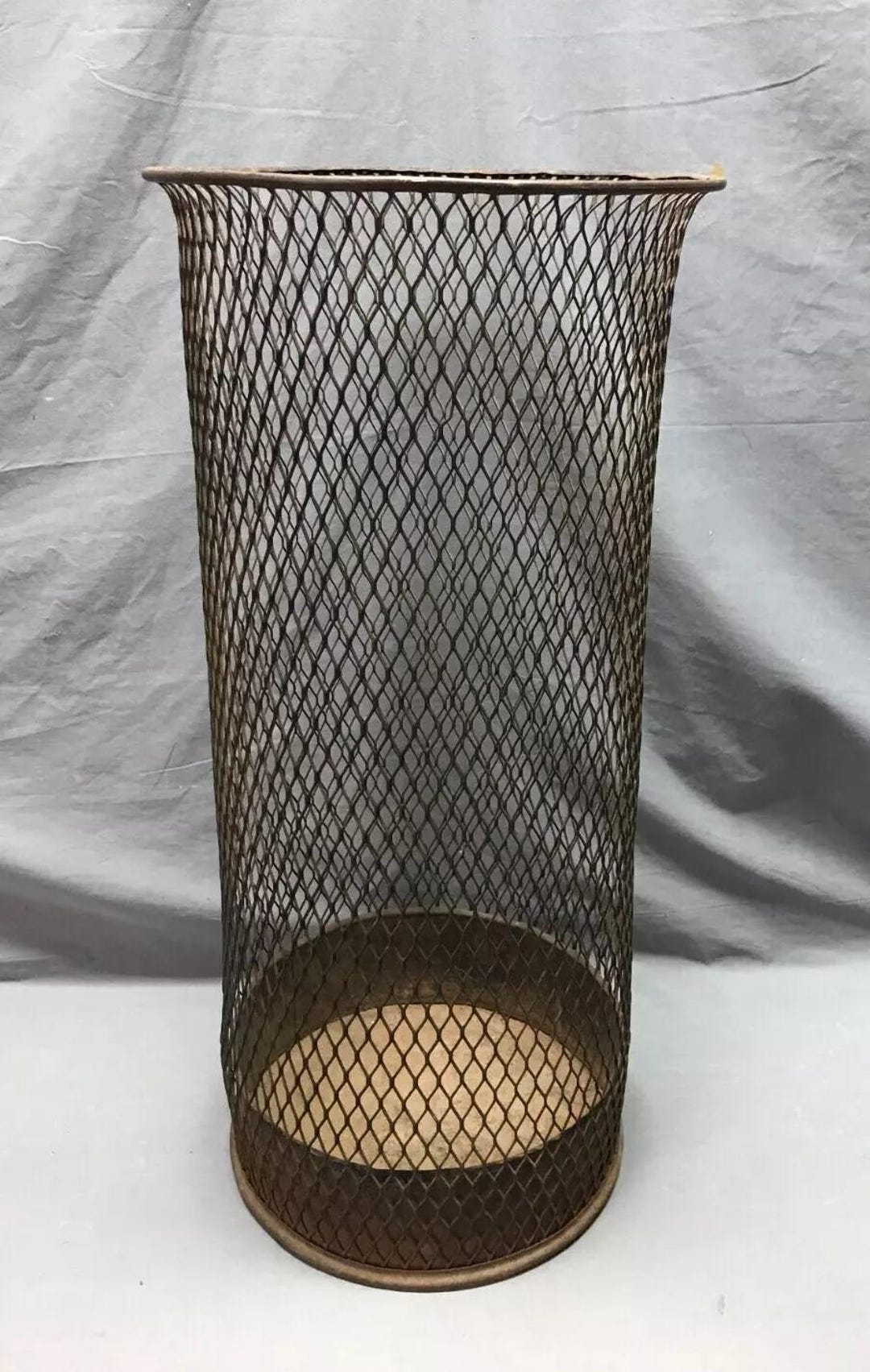 VTG 25 Tall Metal NEMCO Wire Trash Can Unique Diamond Pattern Old 1397 ...