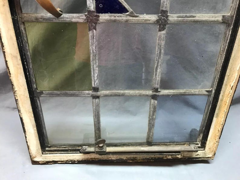 VTG Steel 16 Lite Leaded Stained-glass 20x37 Tutor Casement Window Old ...
