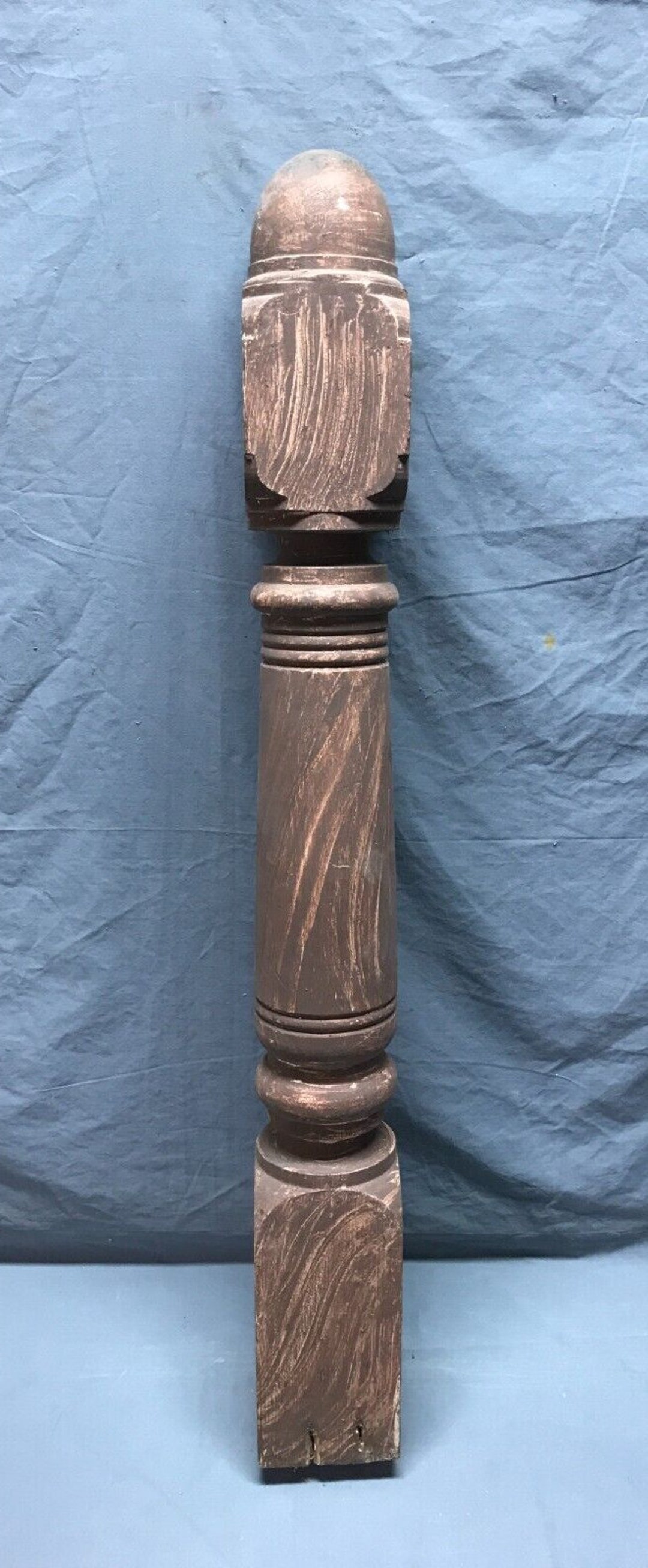 Antique Decorative Turned Hardwood Oak Finial Top Newel Post 5x39 Old ...
