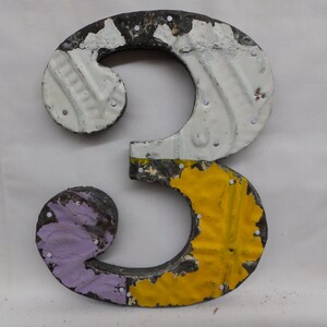 Tin Ceiling Wrapped 8" Number 3 Patchwork Reclaimed Metal Mosaic Wall ...