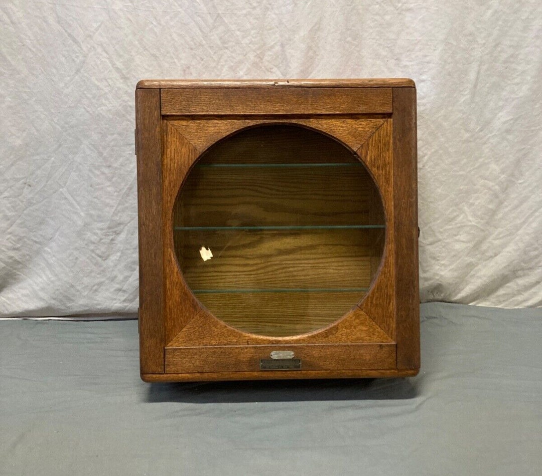 Antique Oak Clock Cabinet Lighted Display Case Time Detector Old Vtg 25 ...