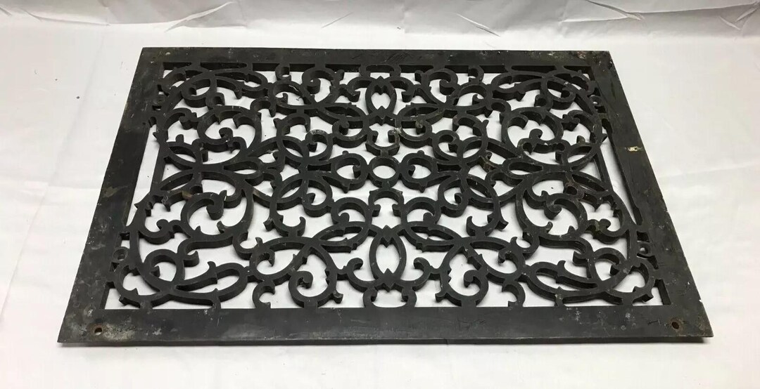 Antique 14x26 Cold Air Return Heat Cast Grate Decorative Floor Vent Old ...