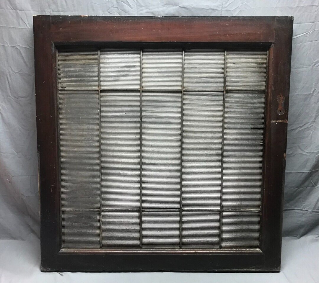 Antique Vtg Leaded Textured Glass Door Top 12x60 Transom Window Old 497 ...