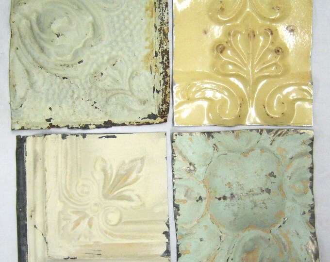 AUTHENTIC Tin Ceiling YELLOW 6x6 Set of 4 Crafts Art Tiles S 1267-13 - Etsy