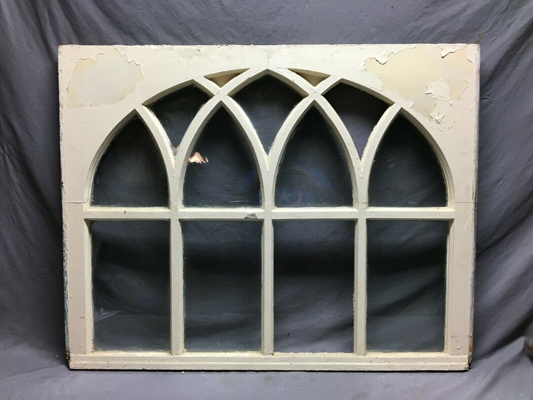 Antique Gothic Arched Window Sash Shabby 34x43 Vintage Chic Old 844-21B ...