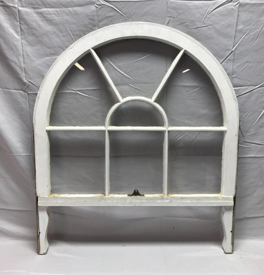 Antique 7 Lite Arch Top Transom Window Sash 31x36 Drop Corbels Old VTG ...