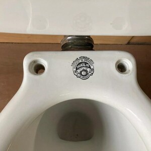 Antique Ceramic White the John Douglas Co Toilet Round Bowl Wall Tank ...