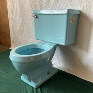 Vintage Deco Sky Blue Eljer Toilet Round Bowl Old Bathroom We Ship 298 ...