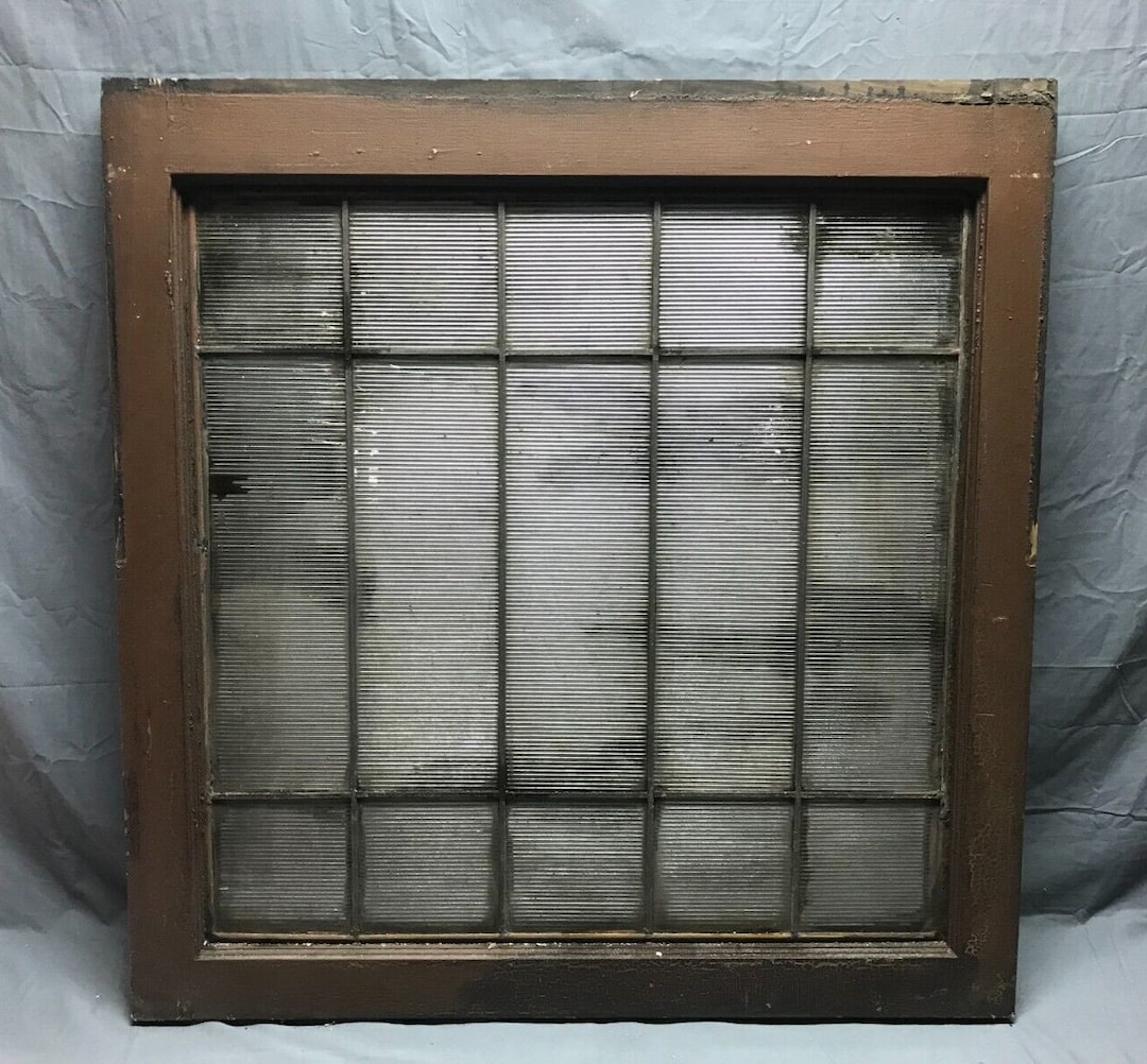 Antique Vtg Leaded Textured Glass Door Top 12x60 Transom Window Old ...