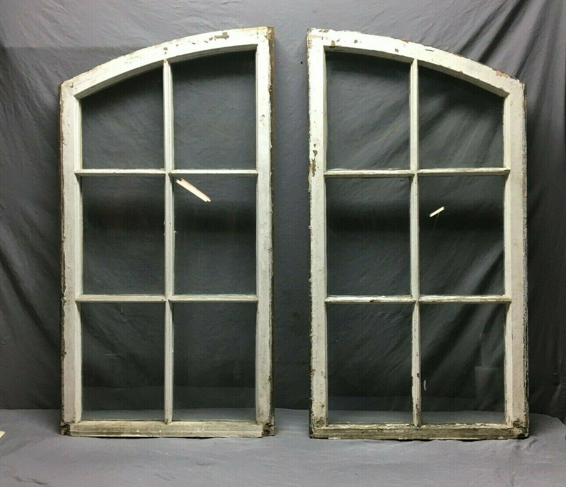 Antique Pair Semi Arch Casement Window Sash Shabby 24x46 Chic | Etsy
