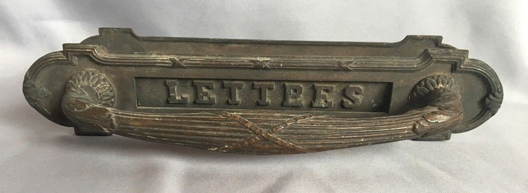Rare Antique Cast Bronze Mail LETTERS Slot Pull Door Handle Old Vtg 426 ...