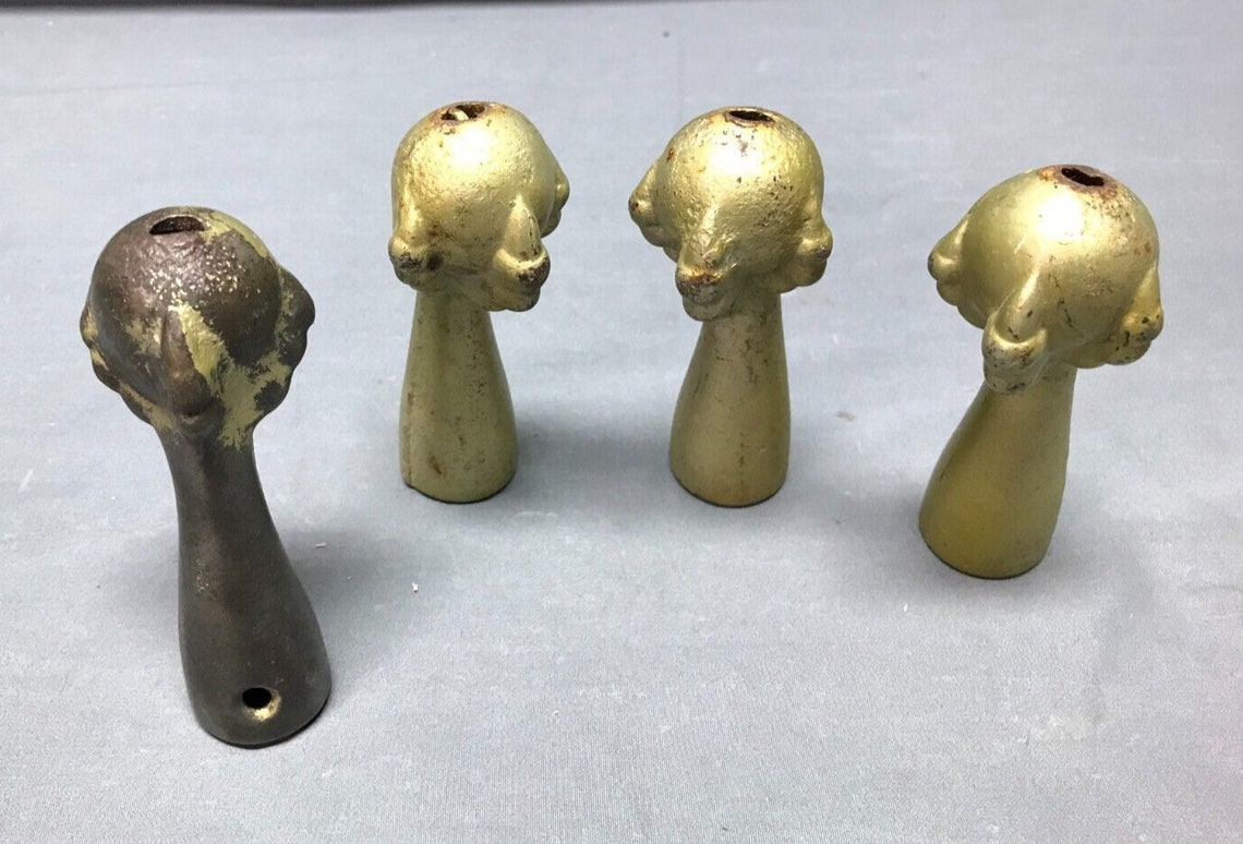 Antique Vintage Set of 4 Cast Iron 5" Tall Claw & Ball Feet Gold Old ...