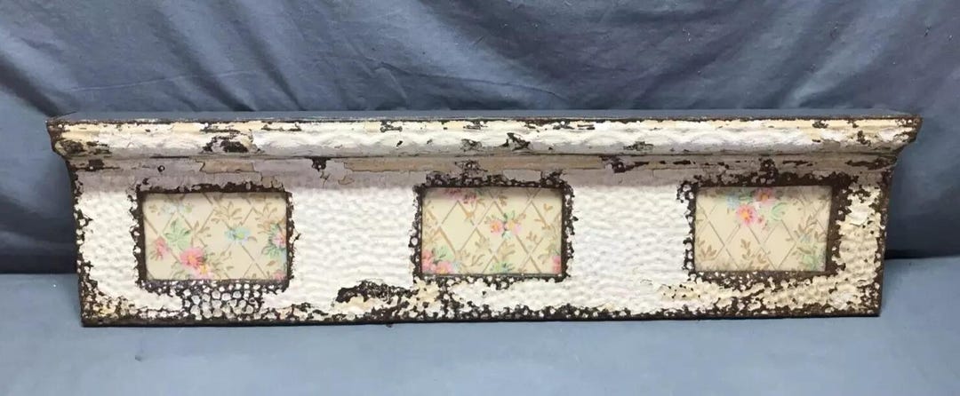 Architectural 33 Shabby Triple 4x6 Picture Frame Tin Ceiling Shelf ...