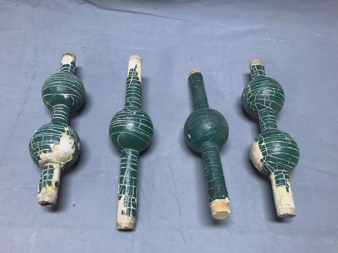 Antique Set 4 Small Wood Porch Span Spindles 2x8 Stick & Balls VTG Chic ...