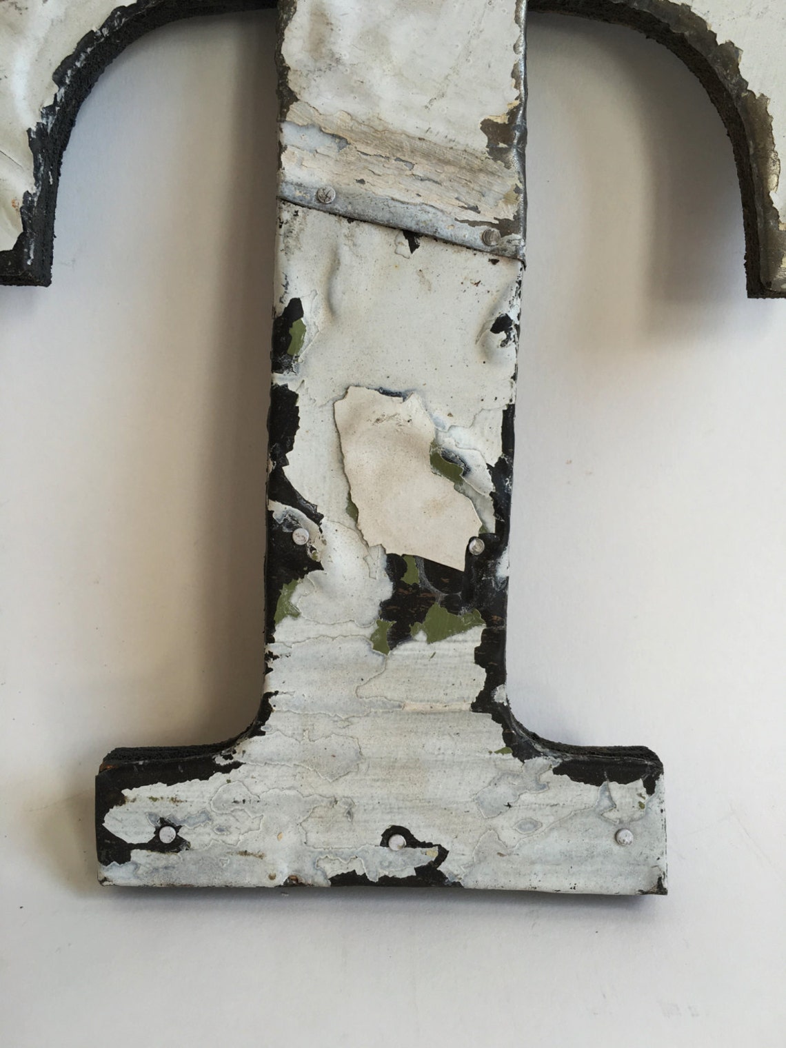 Tin Ceiling Wrapped 8" Patchwork Reclaimed Metal White Letter "t ...