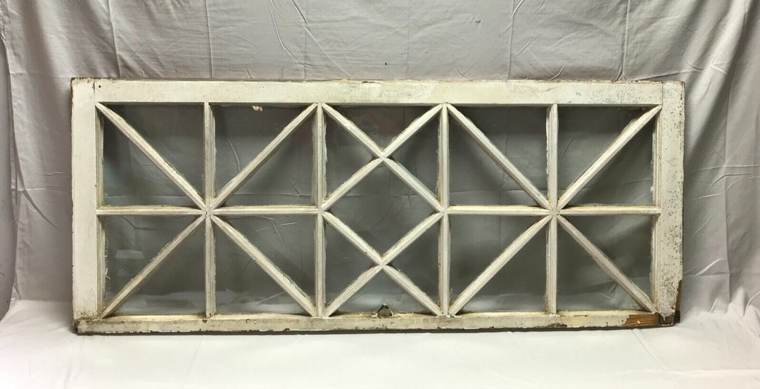 Antique Large 23 Lite Shabby White Window Sash Transom Chic 23x57 Old ...