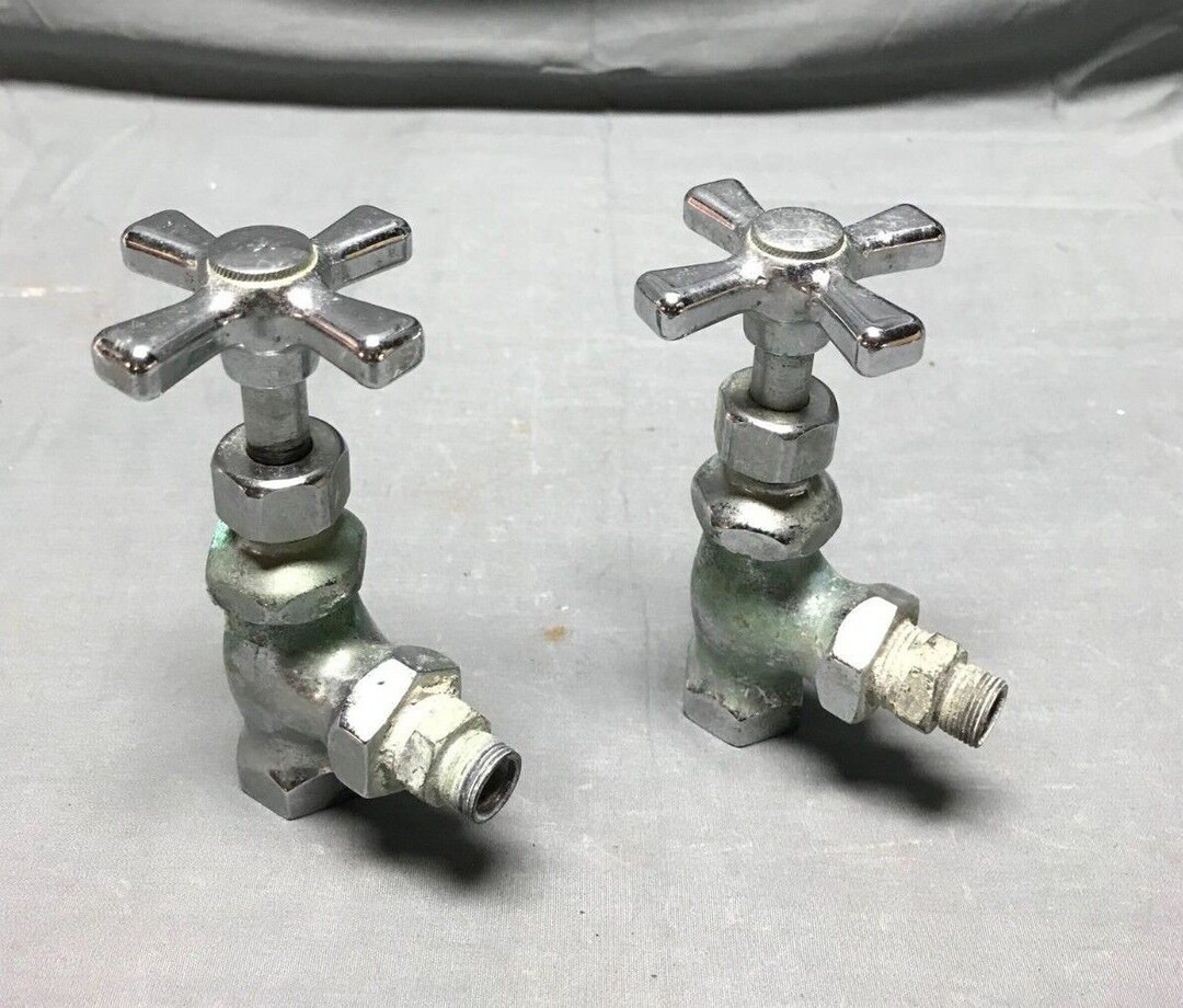 Antique Pair Chrome Brass Water Turn Valves Vintage Standard USA Old 891-22B - Etsy