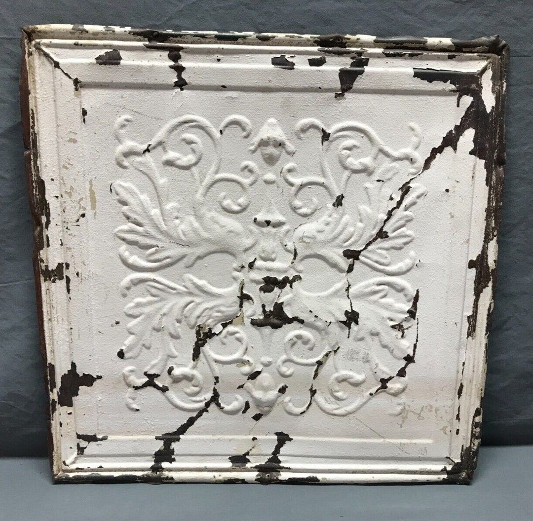 Antique Single Tin Ceiling Shabby GRIFFINS Panel 18 SQ Chic VTG Old 249 ...