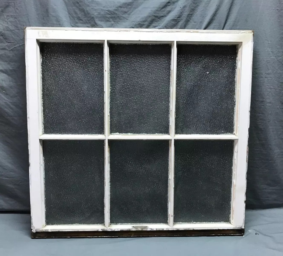 Antique Vintage 6 Lite Pebbled Privacy Glass Window Sash 29x31 White ...