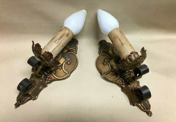 Antique Pair Cast Iron Polychrome Finish Interior Victorian | Etsy