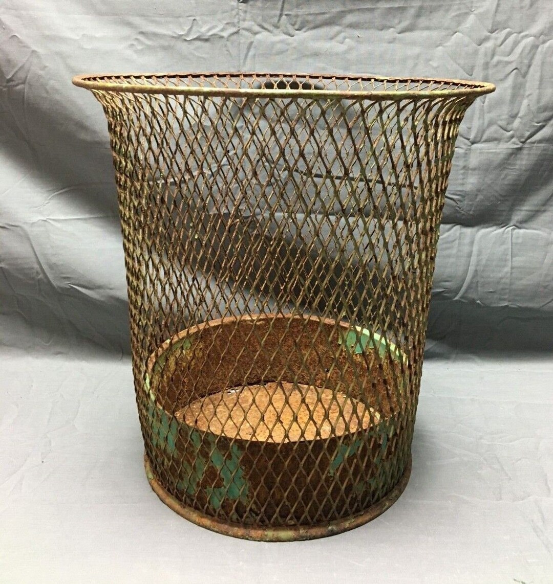 Vintage Metal NEMCO Wire Trash Can Unique Diamond Pattern Rusty Old 660 ...