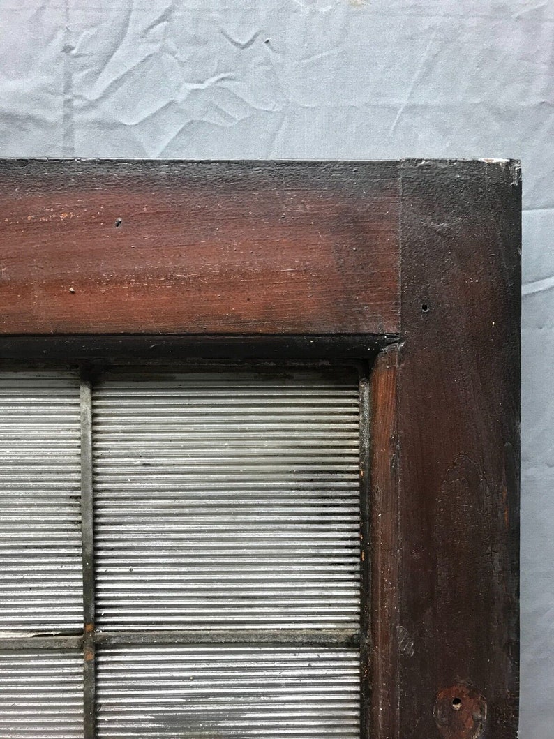 Antique Vtg Leaded Textured Glass Door Top 12x60 Transom Window Old 497 ...